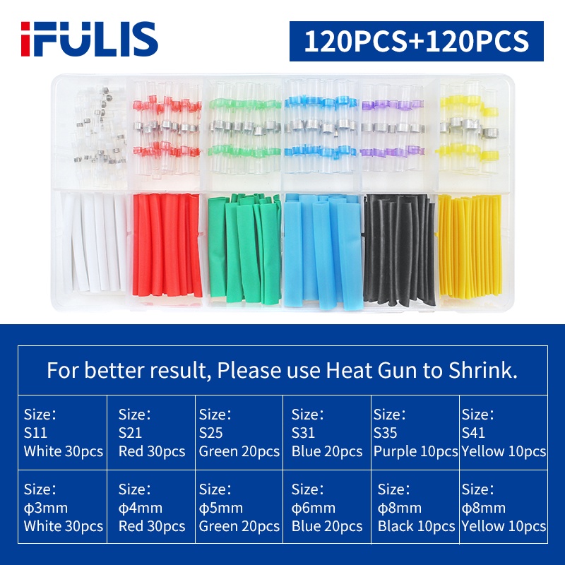 100Pcs Waterproof Solder Ring Heat Shrinkable Tube Wire Wiring ...