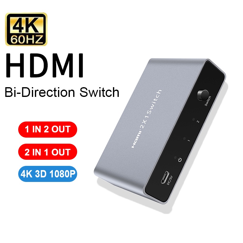 4K 3D 1080P Bi-Direction Switcher Two-way HDMI Switch 1x2 2x1 2 In 1 ...