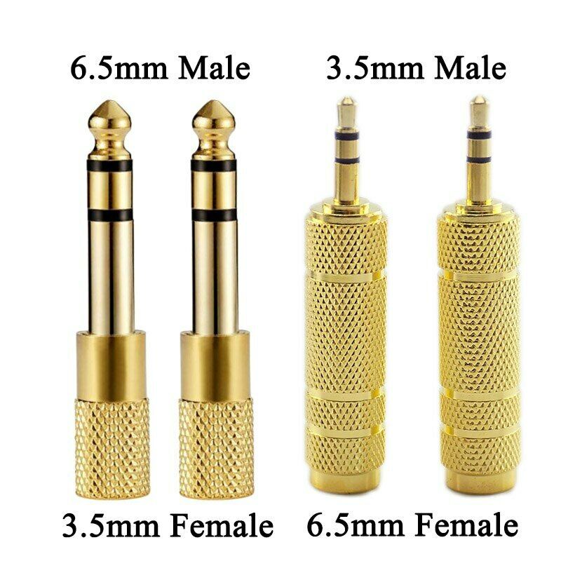 2pcs/4pcs/set 6.35 mm Jack Stereo Cable Gold 6.5mm 1/4 Male to 3.5mm ...
