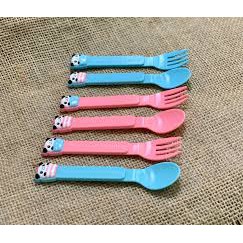 Set of 6 panda-shaped plastic spoons and forks for babies - Japan ...