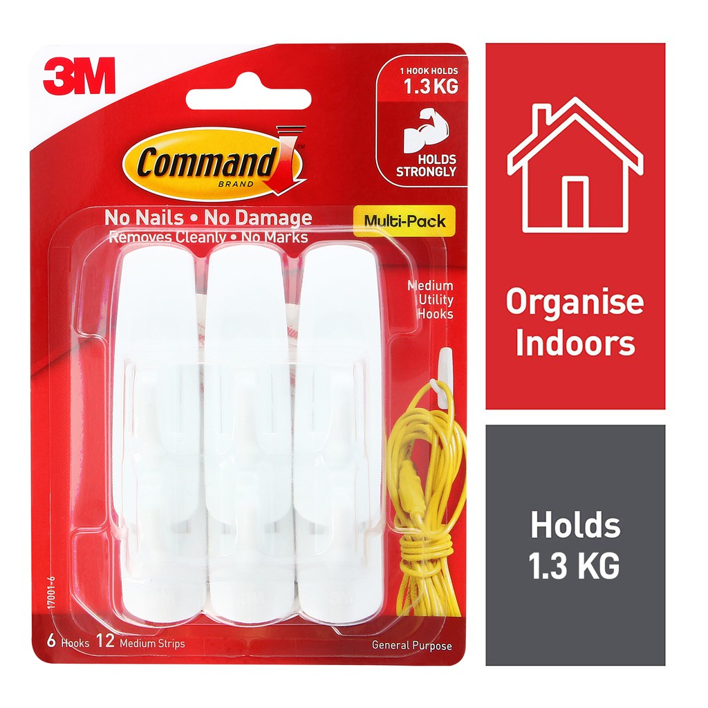 Command™ Medium Utility Hooks Multi-Pack 17001-6 | Shopee Philippines