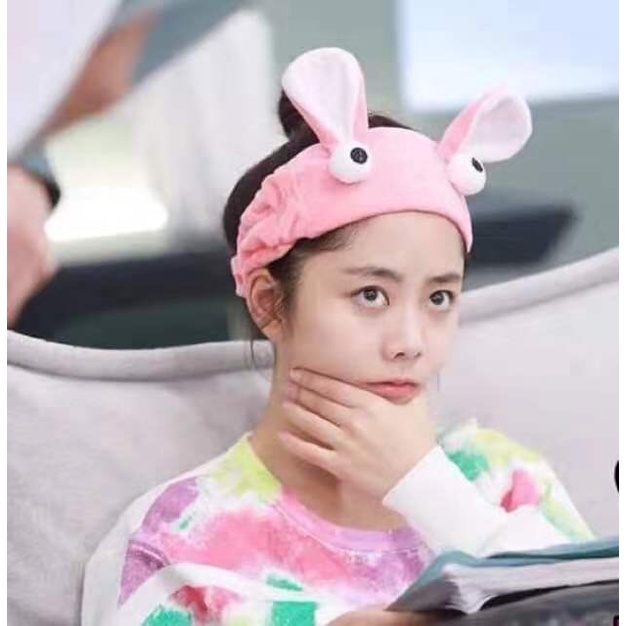 Korean Big Eyes Bunny Turban Facial Washing Hair Turban Ear Garterized ...