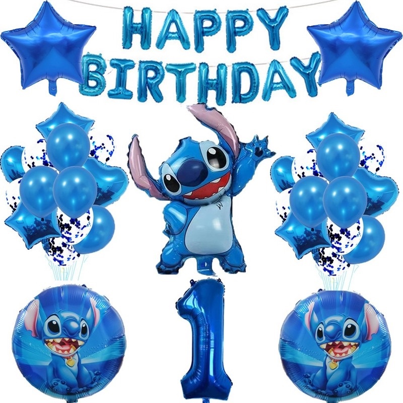 47PCS/set Disney Lilo & Stitch Balloons 1-9Years Old Birthday Party ...