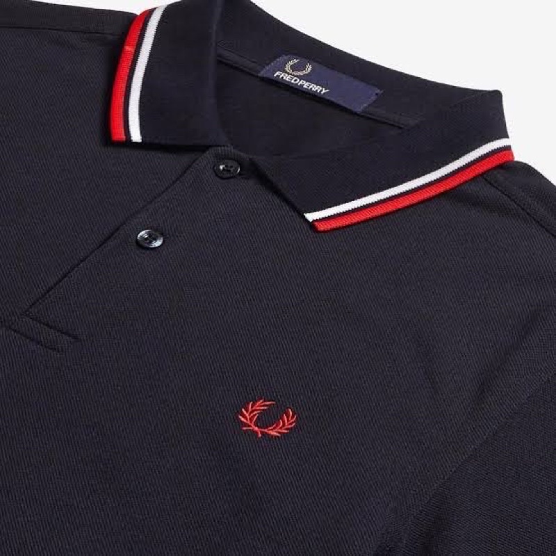 Fredperry Soft Red Embroidery Bouncy Black Polo Collar | Shopee Philippines