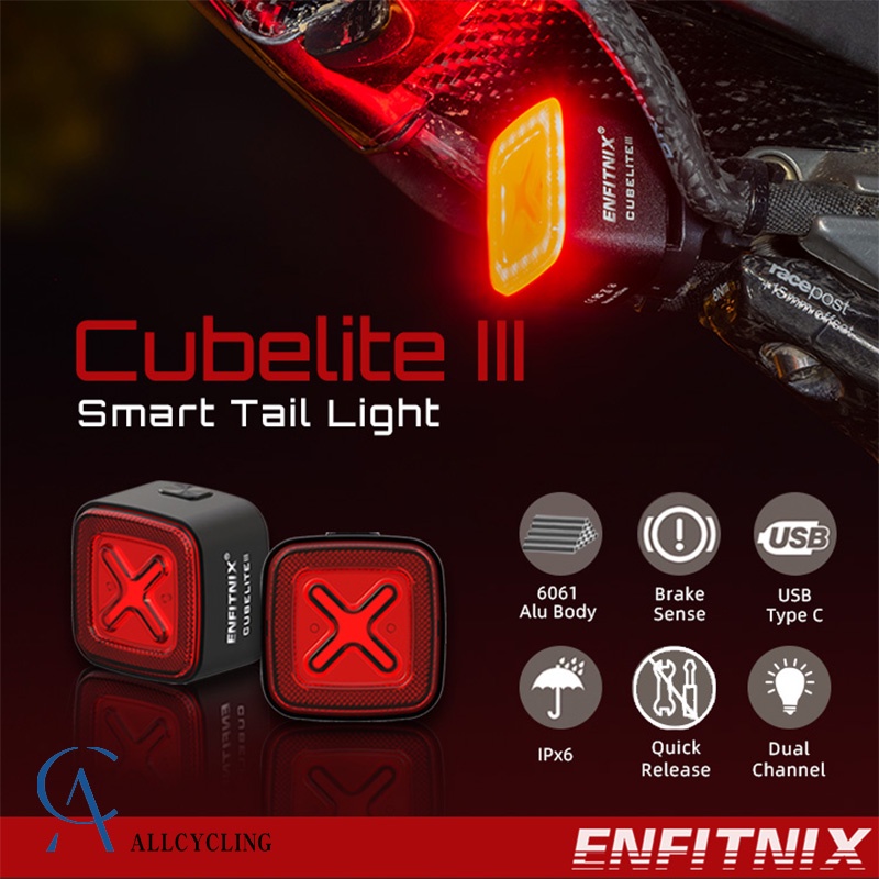 Enfitnix Cubelite III Bicycle Flashlight Bike Rear Smart Taillight ...