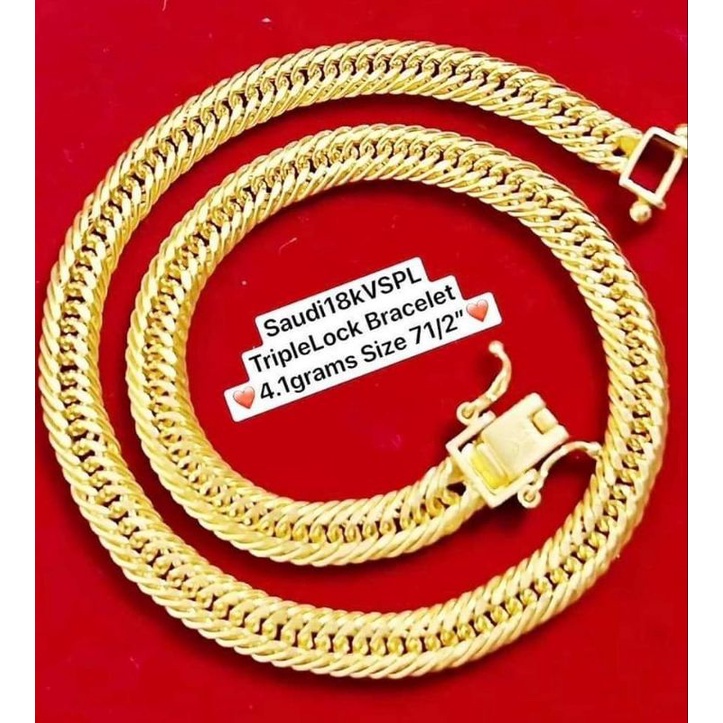 TRIPLE LOCK 18K BRACELET SAUDI GOLD PAWNABLE | Shopee Philippines