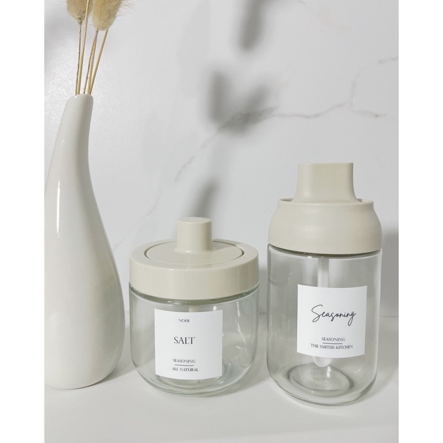 [ With Free Label ] Minimalist aesthetic condiment spice jars with ...