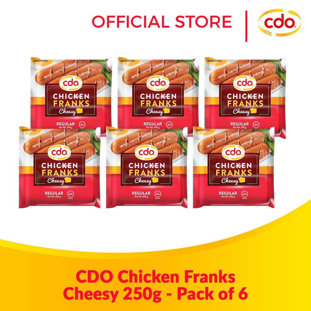 CDO Chicken Franks Cheesy Regular 250g - Pack of 6 | Shopee Philippines