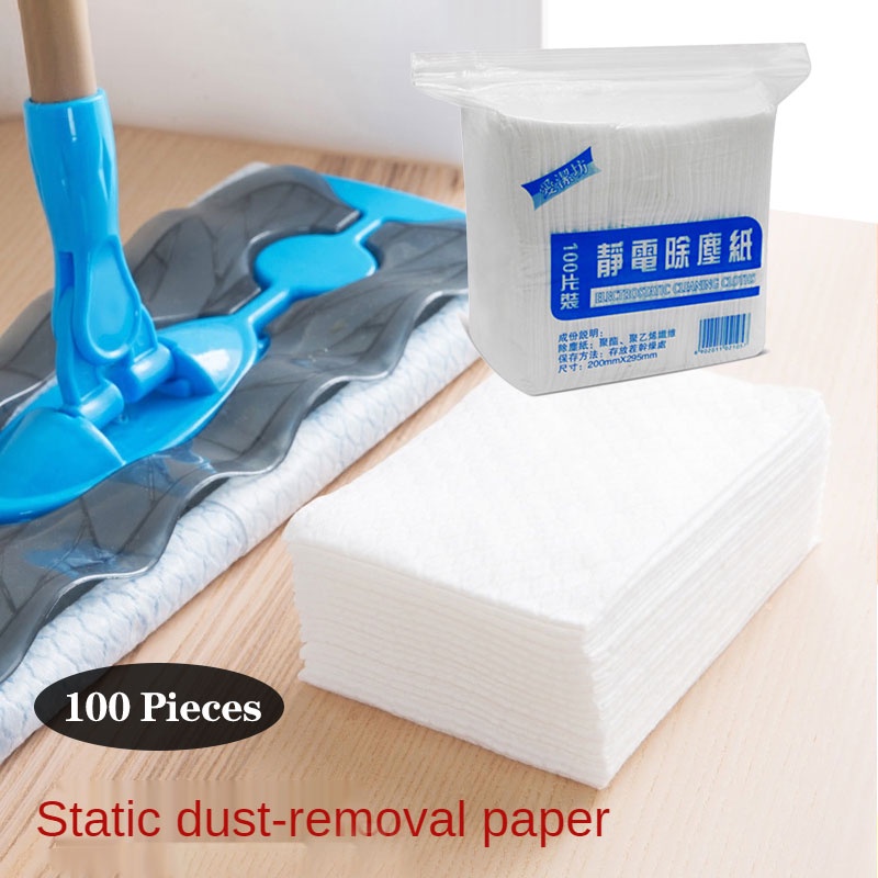 100pcs/bag Disposable Electrostatic Dust Removal Mop Paper Mop Head ...