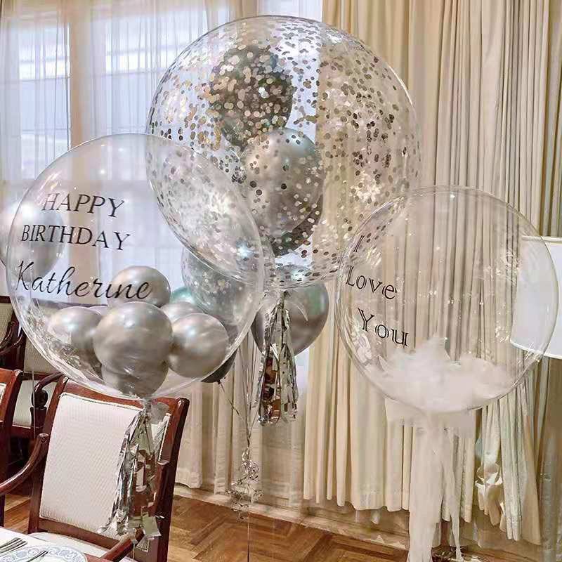 10/18/24/36cm Transparent Bubble Balloons and 5inch Metallic Balloon ...