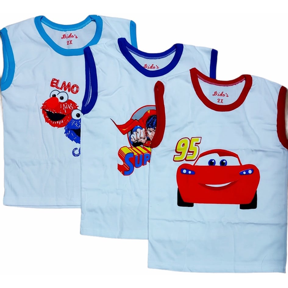 3pcs Dido's Single Muscle-Sando for BOY Kids Toddler Age 0-16years Old ...