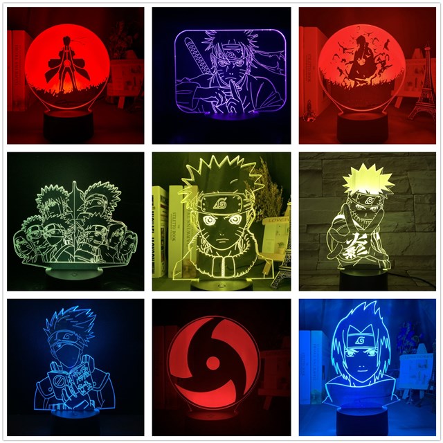 Naruto Uzumaki LED Night Light Sasuke Uchiha 3D Lamp Bedroom Decro Gift ...