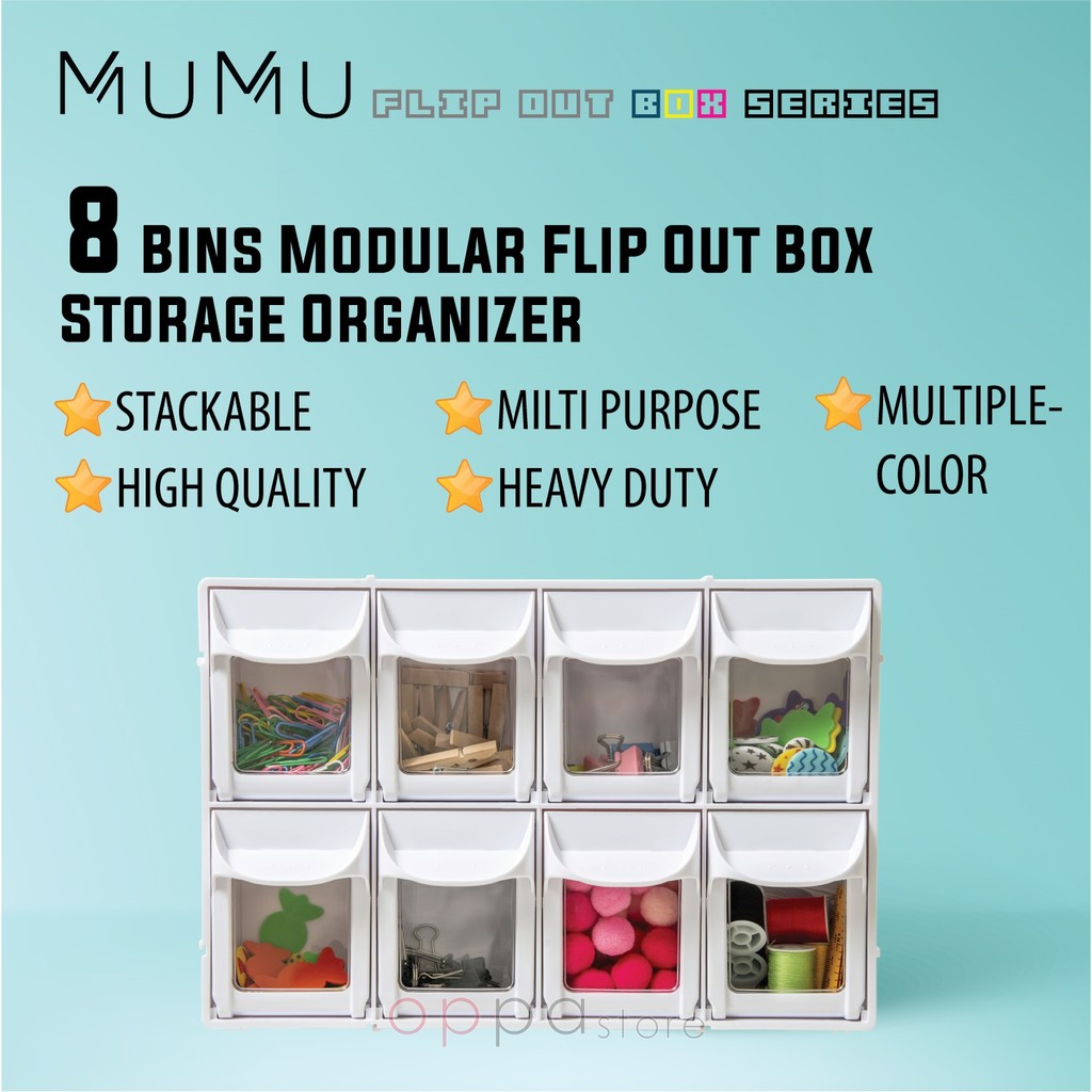 MUMU Style Desktop 8 Bins Modular Tip-Out Bins Interlocking Stackable ...