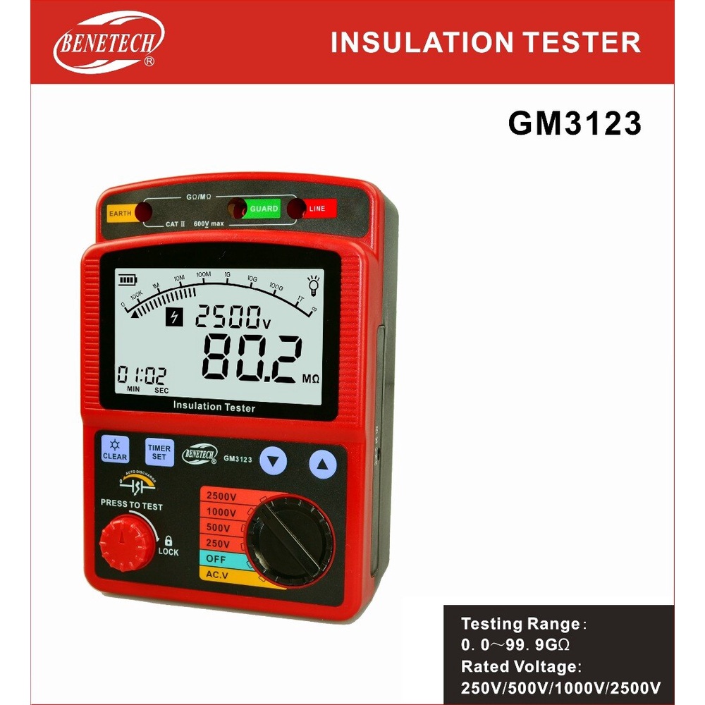 GM3123 2500V insulation resistance meter digital megohm-meter Ohm Meter ...