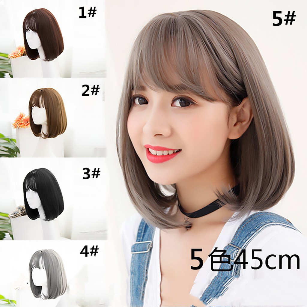 Women's wigs Air bangs Bobo head micro curl wig Inner buckle clavicle ...