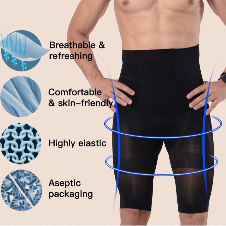 Men's high waist belly pants short high elastic breathable corset ...
