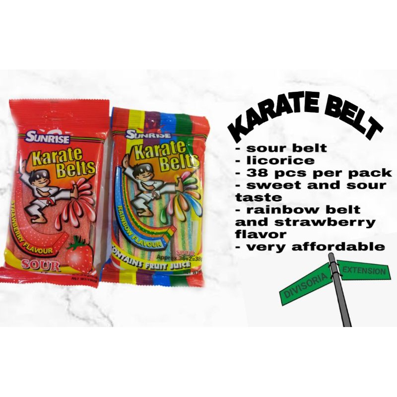 38 pcs karate belt gummy candy rainbow belt and strawberry belt ...