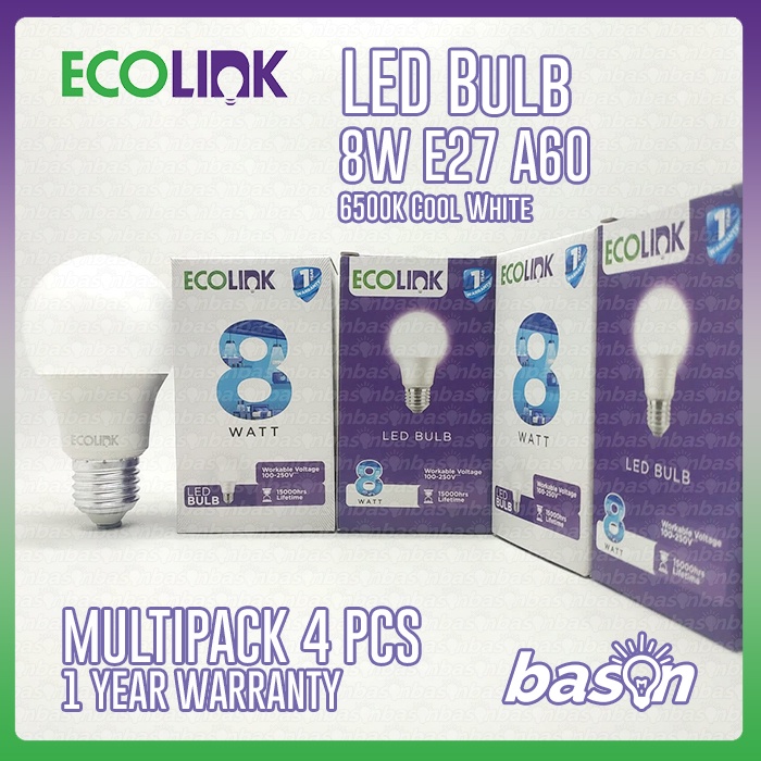 New!!k Multipack LED Bulb 8W A60 - Package Of 4 Pcs - LED Light Bulb ...