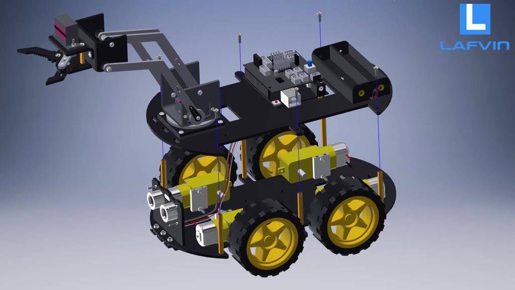 LAFVIN 2 In 1 4wd Robot Car Kit With Mechanical Arm For Arduino R3 ...