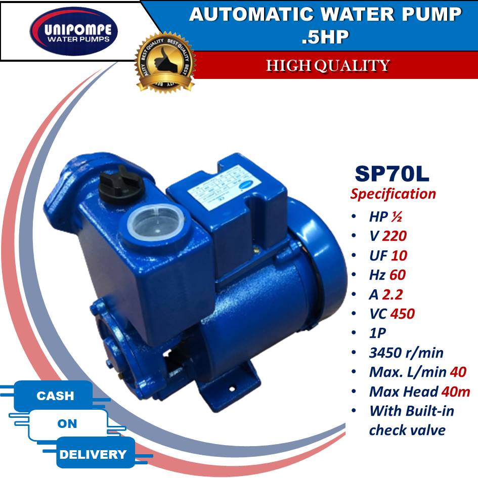 UNIPOMPE Self Priming Water Pump 1/2 HP with Built-In Check Valve and ...
