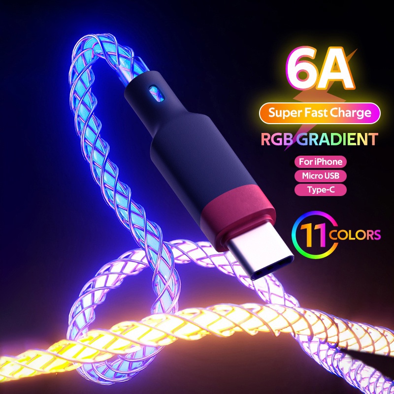 66W Super Charge Fast Charging RGB Colorful Light For iPhone Type C ...