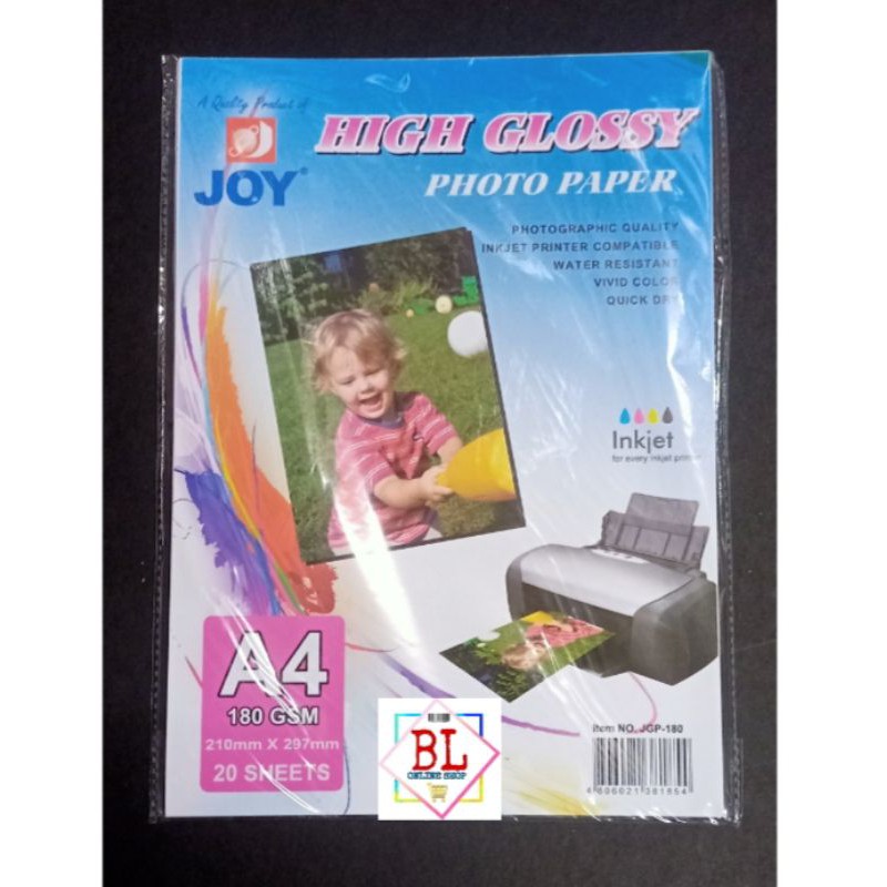 JOY High Glossy photo paper 180gsm A4 size | Shopee Philippines