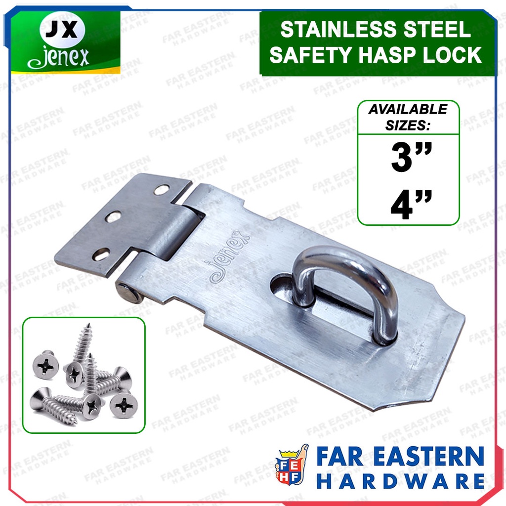 JENEX Stainless Steel Safety Hasp Lock 3" | 4" | Shopee Philippines