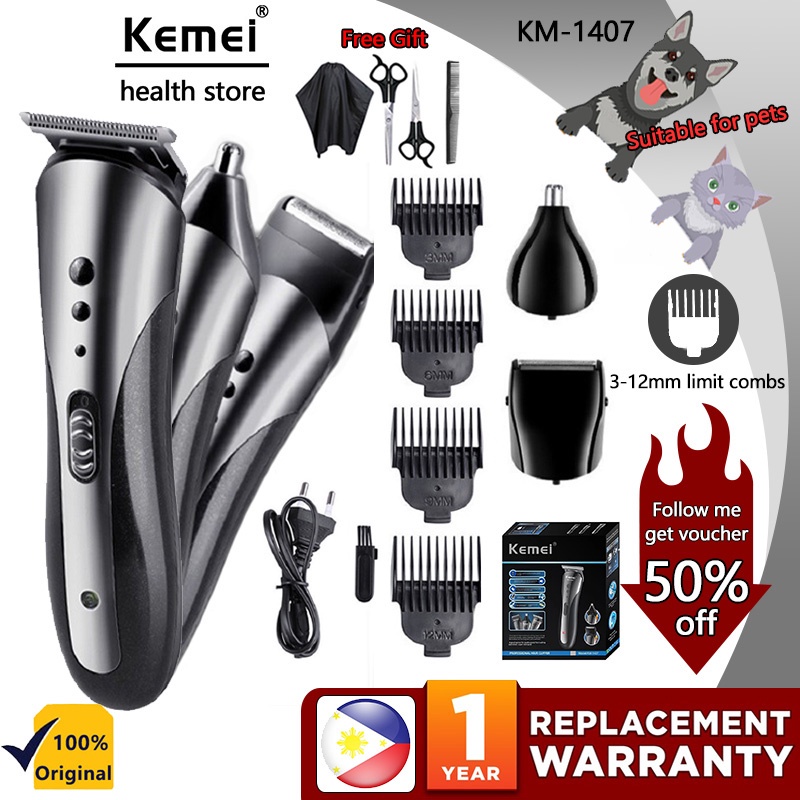 Kemei KM-1407 Grooming Kit Animal Pet Cat Dog Hair Trimmer Clipper Shaver Set Multifunctional 3 ...