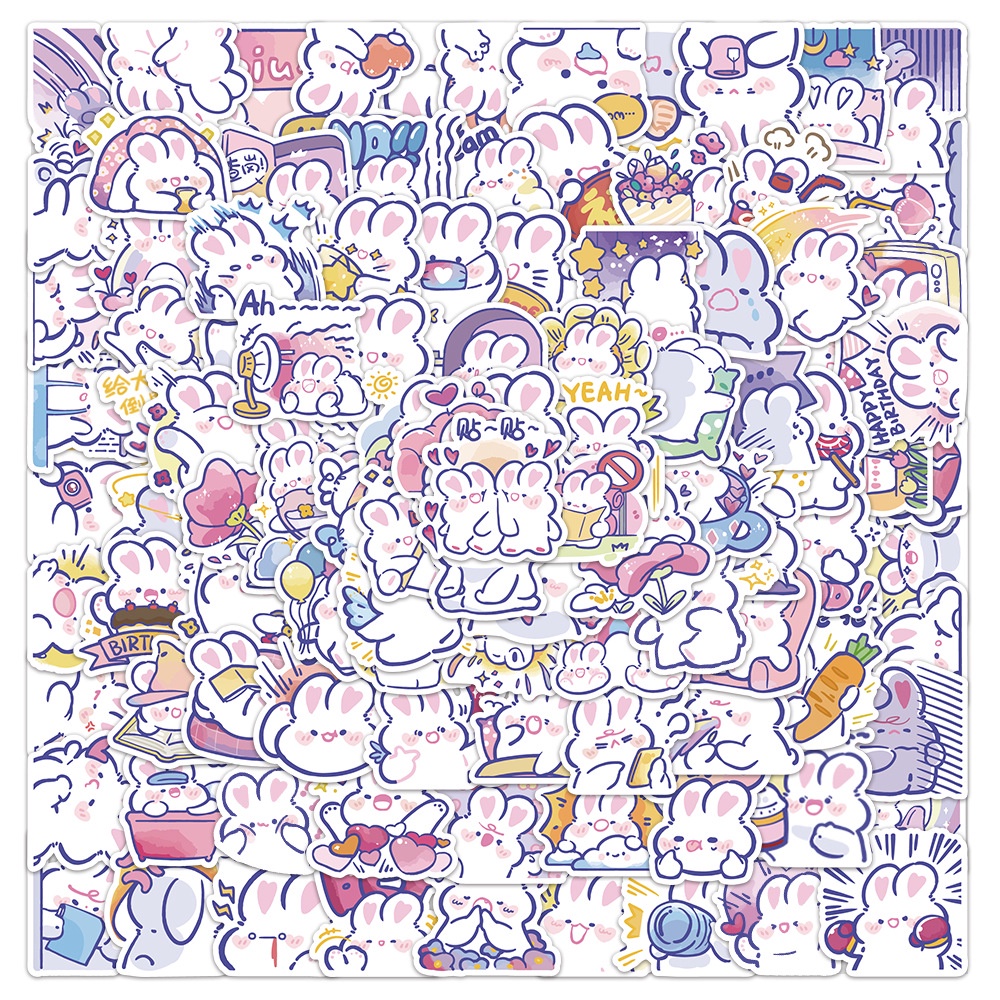 60 pcs Mongmong Rabbit Cute Cartoon Waterproof PVC stickers (2 designs ...