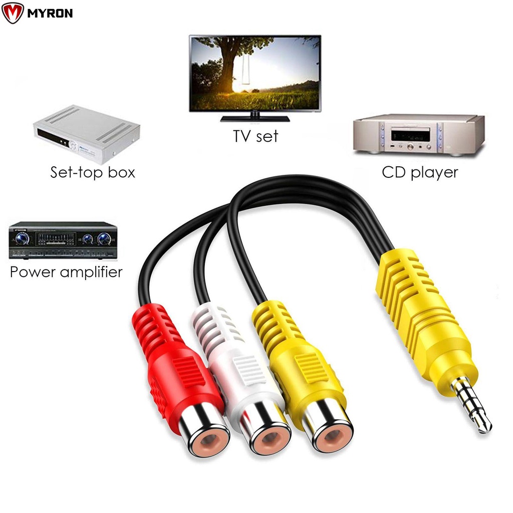 MYRON DVD TV Audio Cable Speaker 3.5mm Jack to 3 RCA Adapter Wire ...