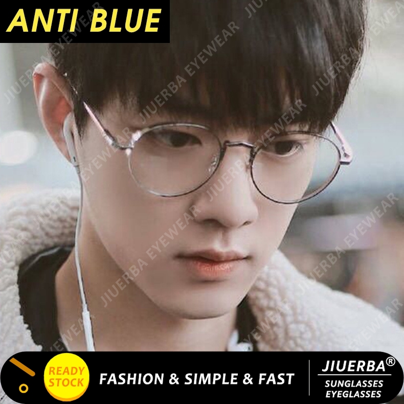 【Lens Replaceable】Korean Eyeglasses Anti Radiation Round Frame Glasses ...