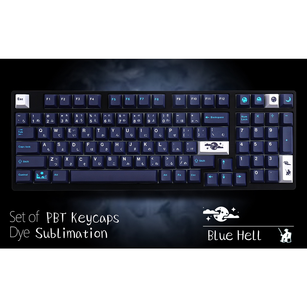GMK Blue Moon keycaps 129 Keys keycaps Cherry Profile DYE-SUB ...