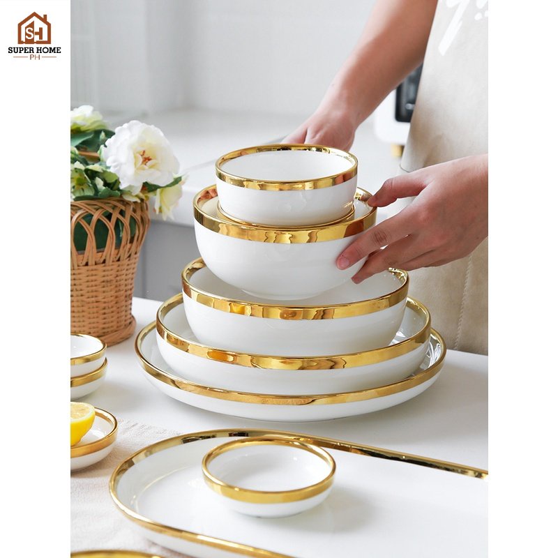 6-Person Combination Rice Bowl Dish Bili Bili Luxury Ceramic Tableware ...