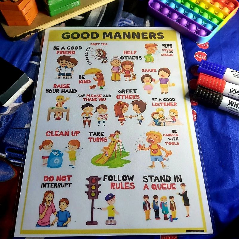 A4 GOOD MANNERS Laminated Educational Wall Chart for kids | Shopee ...