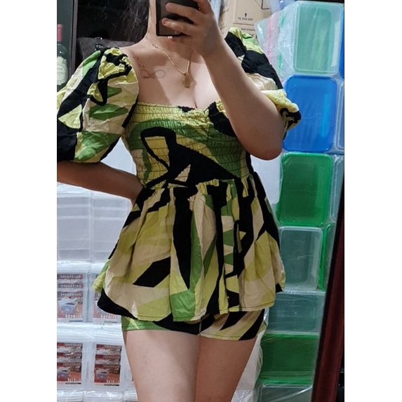 Puff Sleeves Terno Shorts Coordinates | Shopee Philippines