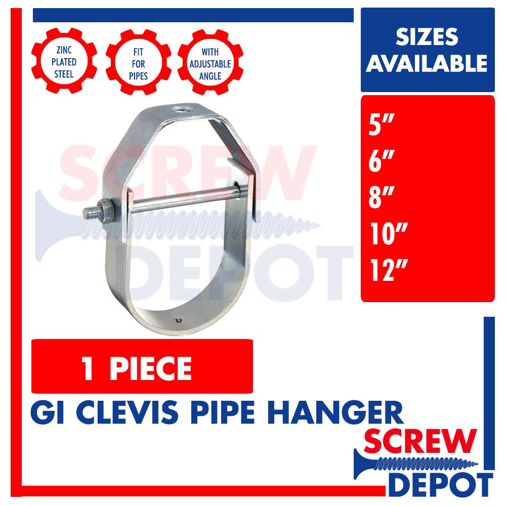 Clevis Hanger 5 | 6 | 8 | 10 | 12 inches GI Adjustable Pipe Hanger ...