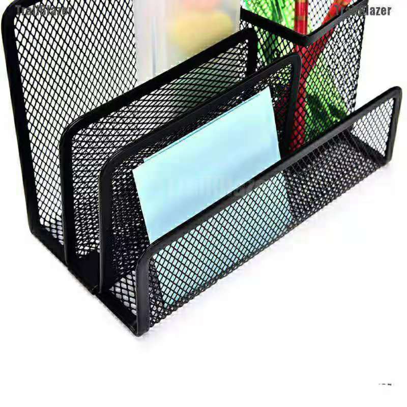 Tbph Black Metal Mesh Office Desk Organizer Set File Tray Pencil ...