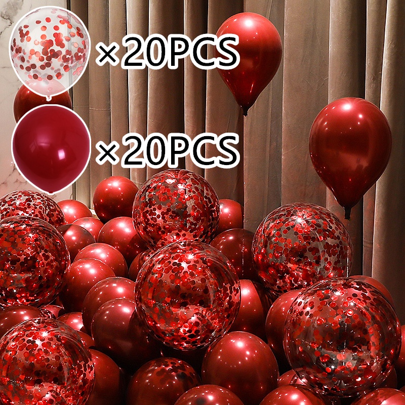 Red Gold Confetti Latex Balloons Wedding Globos Birthday Baby Shower ...