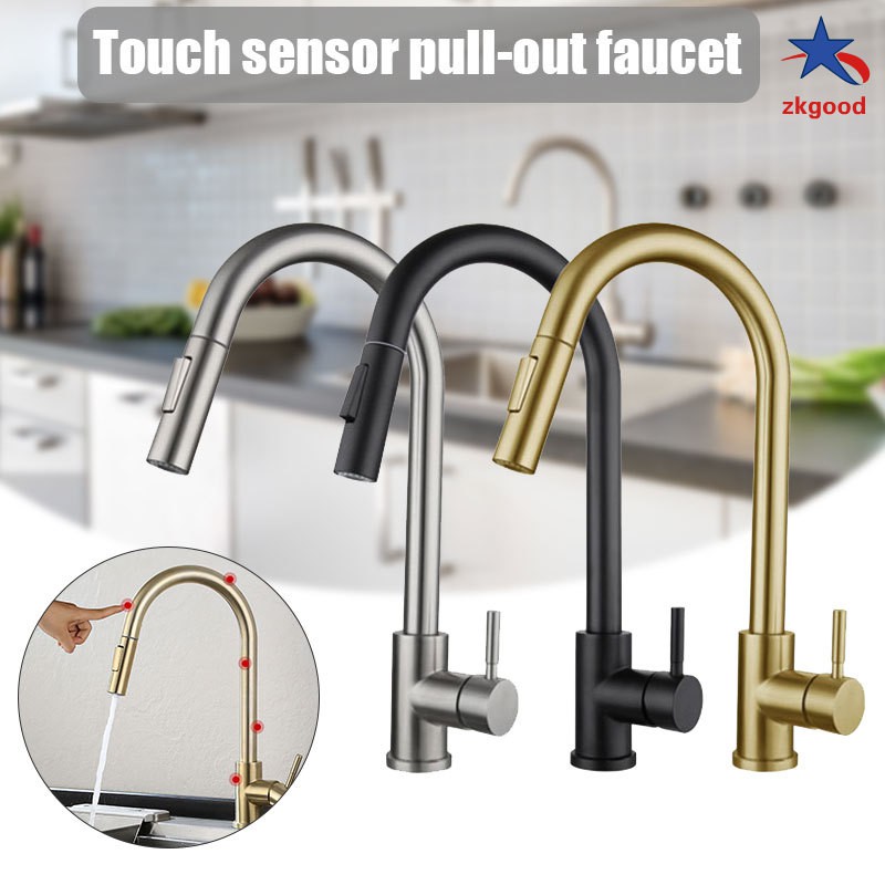 Touch Sensor Stainless Steel Kitchen Faucet with Pull Down Sprayer ...