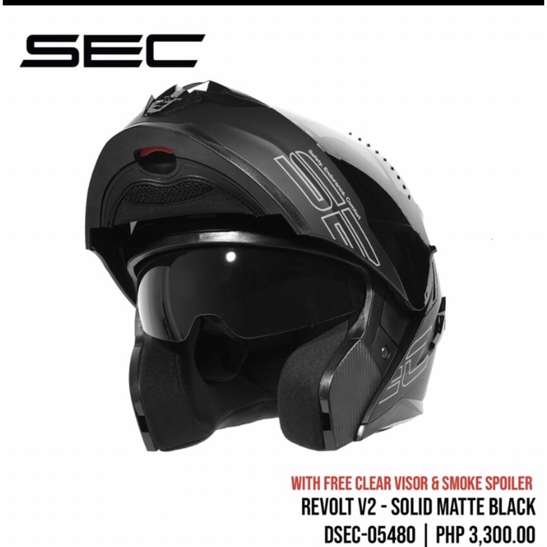 SEC REVOLT V2 Modular Dual Visor Helmet (Free Visor and Spoiler ...