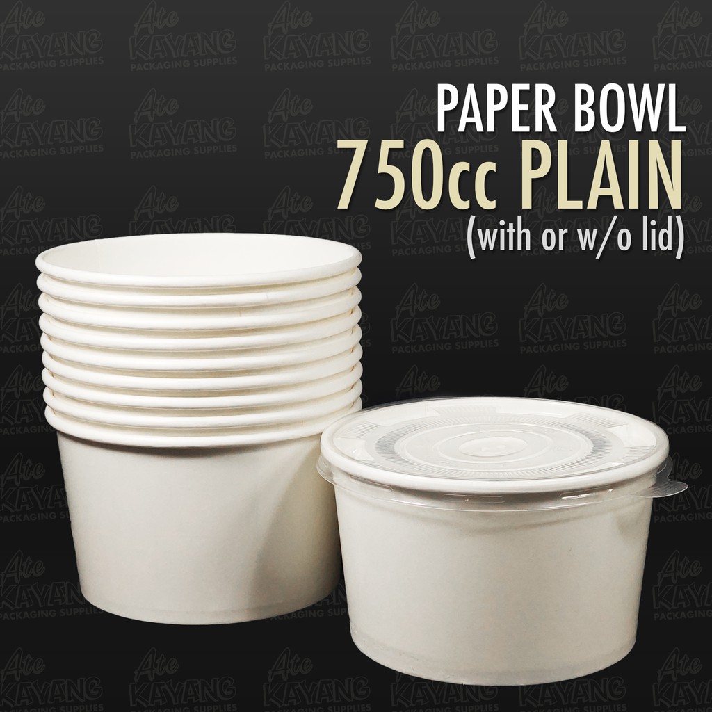 [50pcs] 750cc Plain Paper Bowl w/ or w/o Lid (SET) (for Rice meals ...