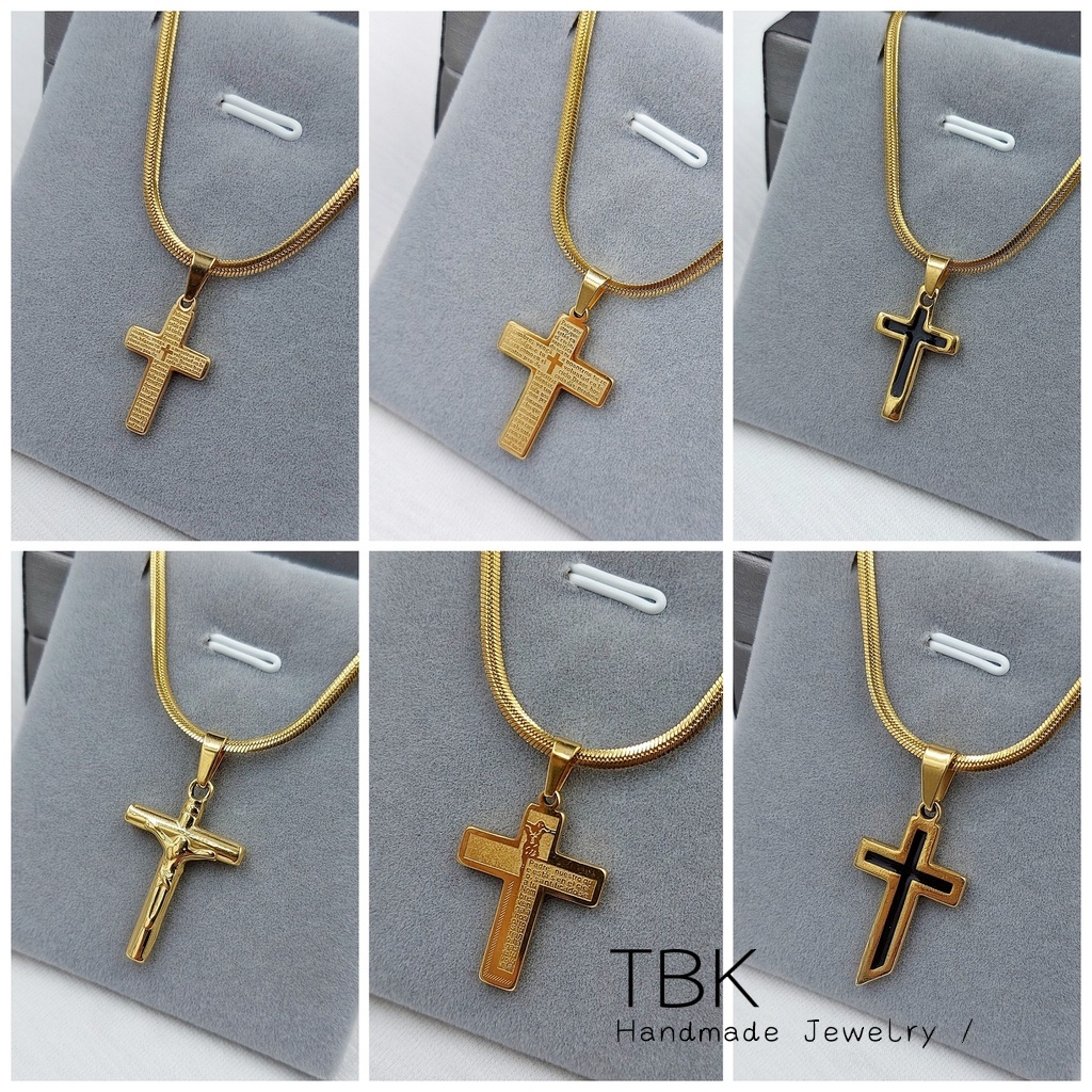 TBK 18K Gold Stainless Steel Cross Necklace – Unisex, 20 | Shopee ...