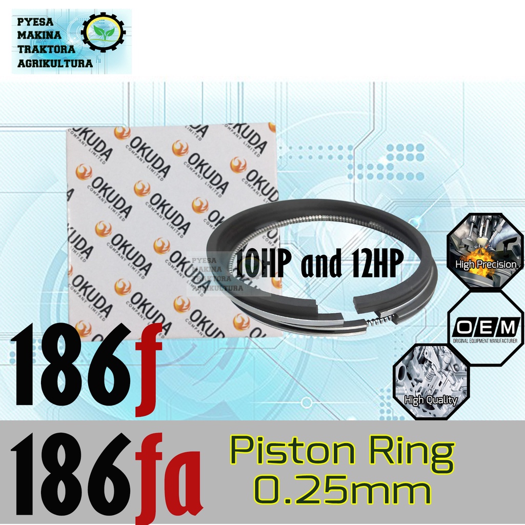 Piston Ring .25mm 186 186F 186FA 10hp 12hp Air Cooled Diesel Engine ...