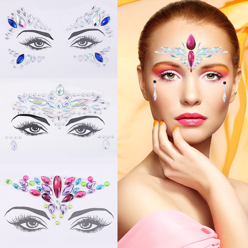 Fashion Party Face Stickers Eyebrow Stickers Diamond Masquerade Party ...