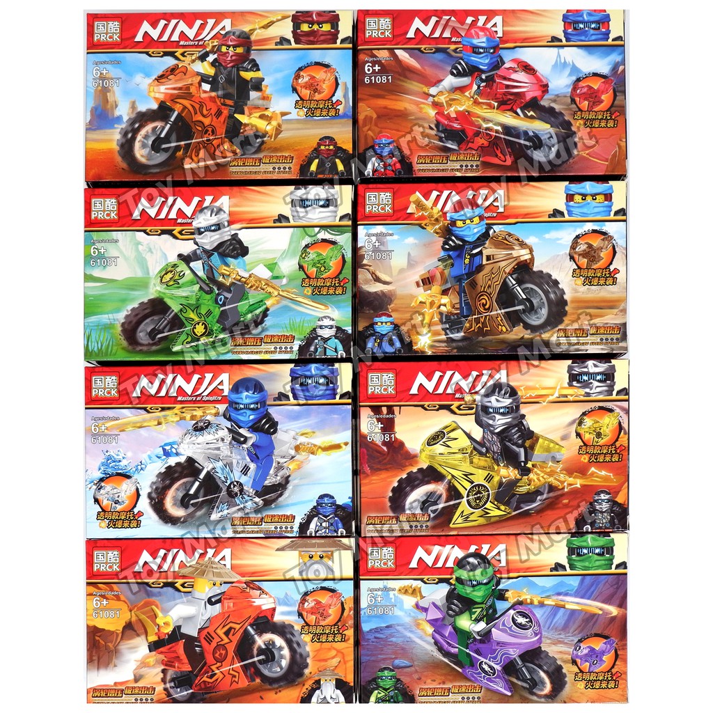 Ninjago Famous Blocks 8 in 1 Minifigure with Motorcycle Racing Ninja ...