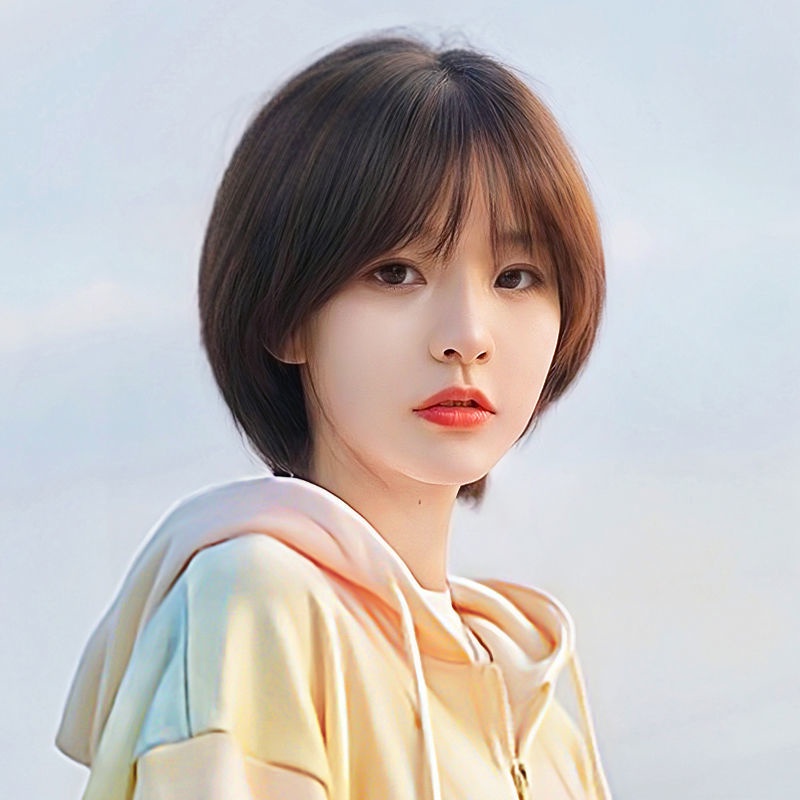 Wig Female Short Hair Fashion New Style Simulation Full Headgear Round ...