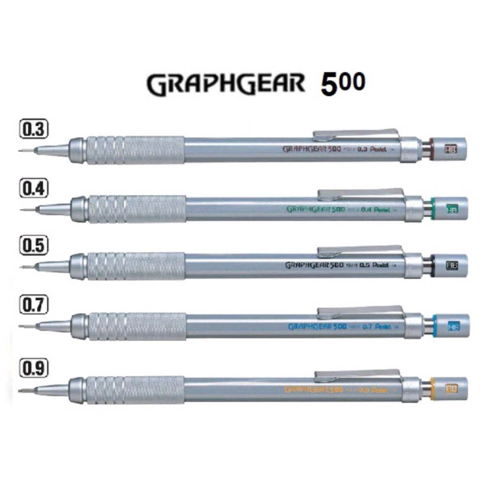 Pentel Graph Gear 500 Drafting Mech Pencil 0.3, 0.4, 0.5, 0.7, & 0.9 mm ...