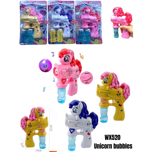 Cartoon pony automatic battery bubble set baby light music blowing ...