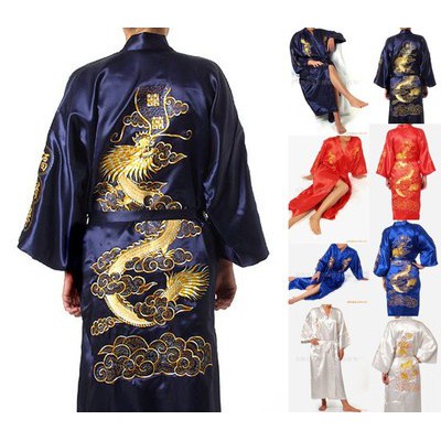 Chinese style back embroidered dragon Tang suit men and women pajamas ...
