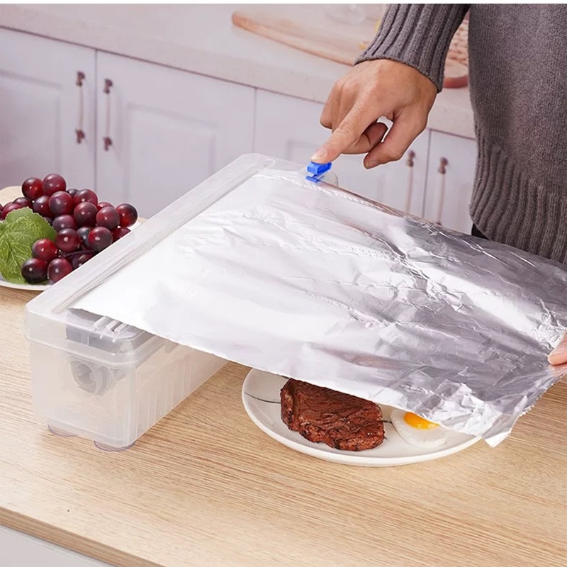 Refillable Food Cling Film/Wrap Cutting Box Kitchen Sliding Knife ...
